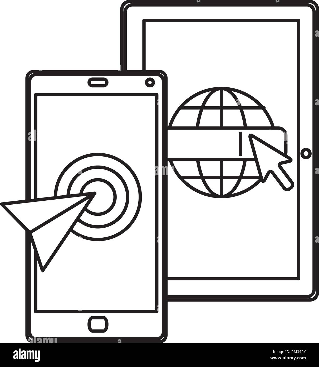 smartphone with mouse cursor pointer vector illustration design Stock ...