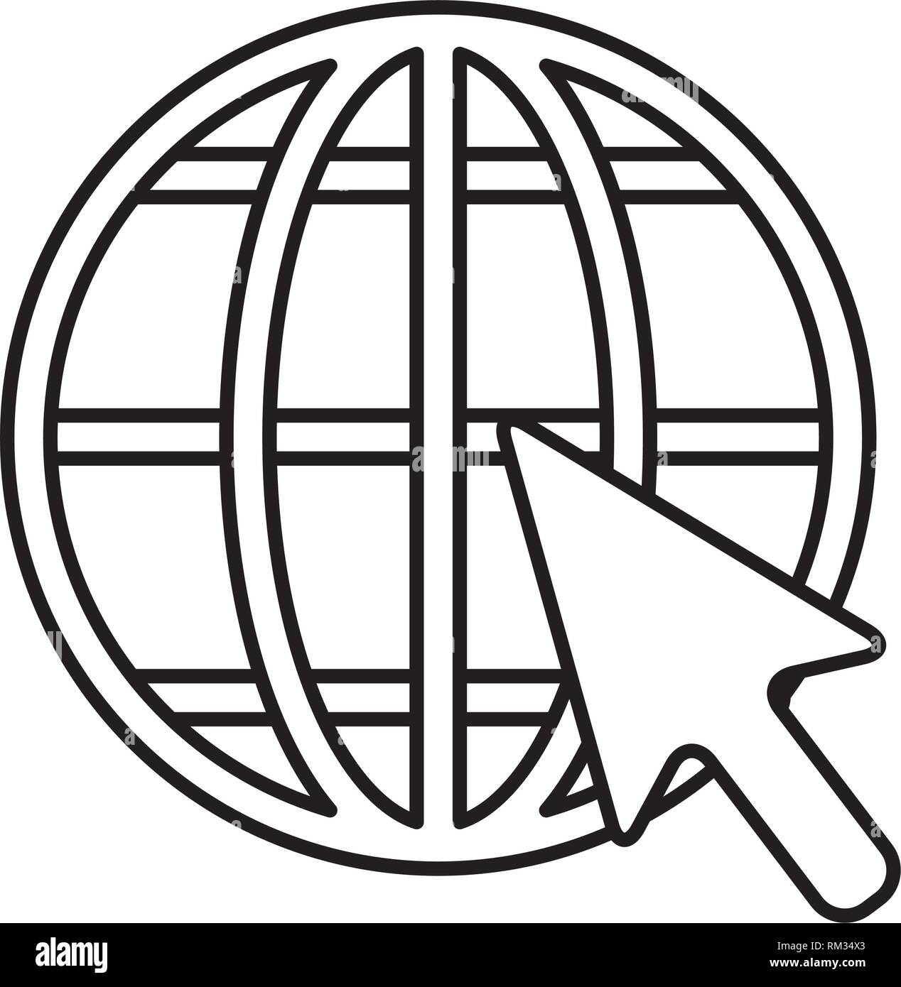 sphere planet browser with mouse cursor vector illustration design ...