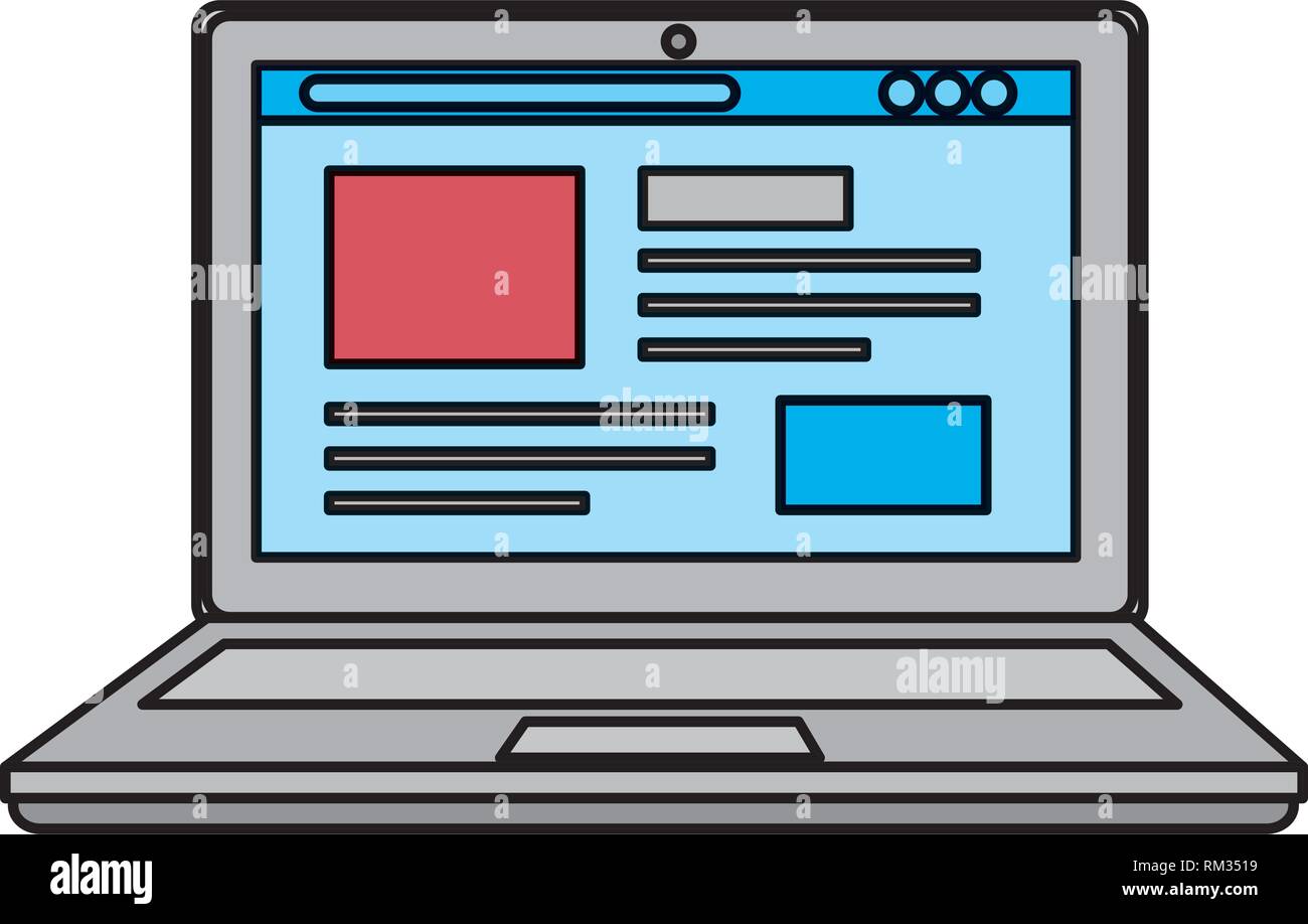 laptop computer with webpage template vector illustration design Stock ...