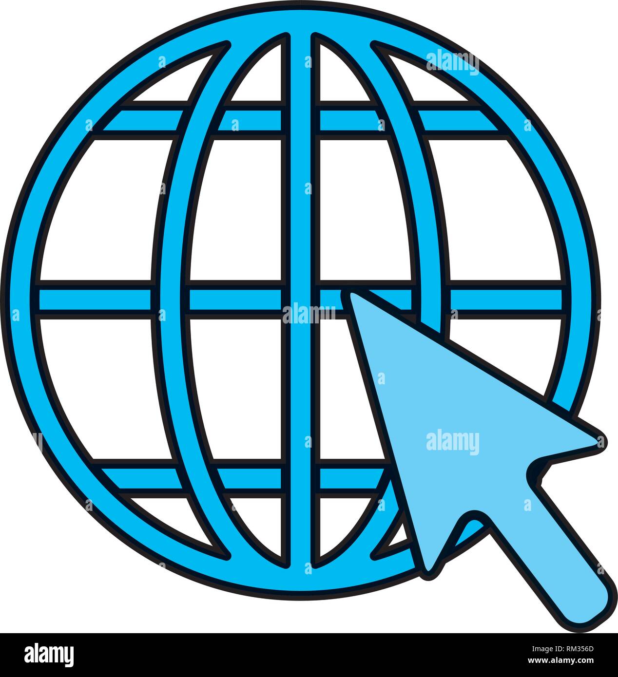 sphere planet browser with mouse cursor vector illustration design ...