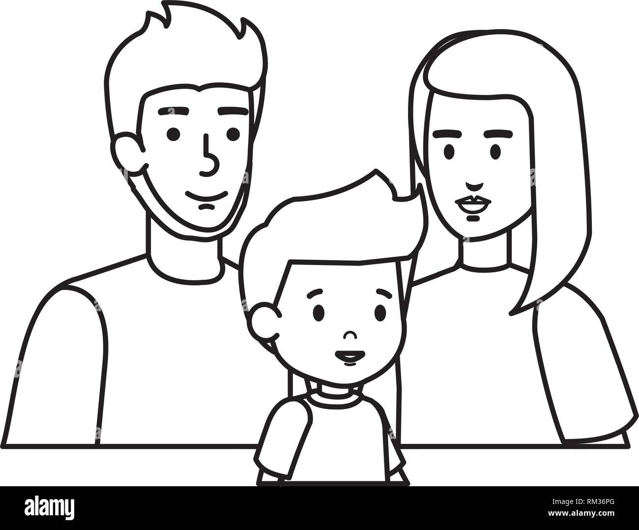 parents couple with son characters vector illustration design Stock ...