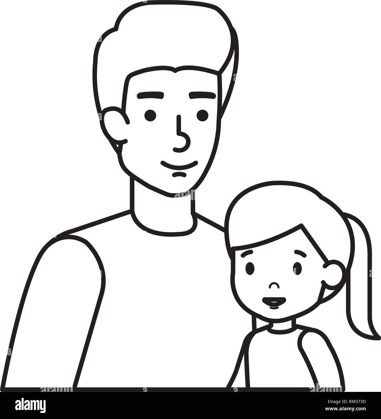 father with daughter characters vector illustration design Stock Vector ...