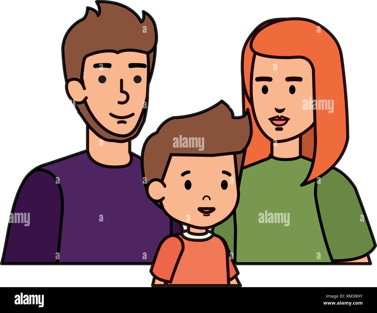 parents couple with son characters vector illustration design Stock ...