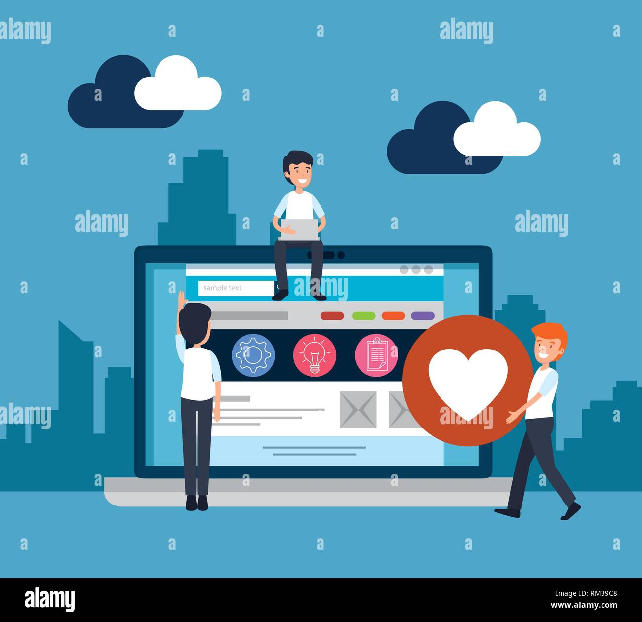 men with laptop and office website information Stock Vector Image & Art ...