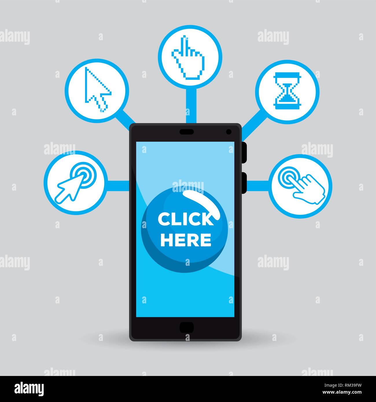 smartphone with pixel mouse cursor icon Stock Vector Image & Art - Alamy