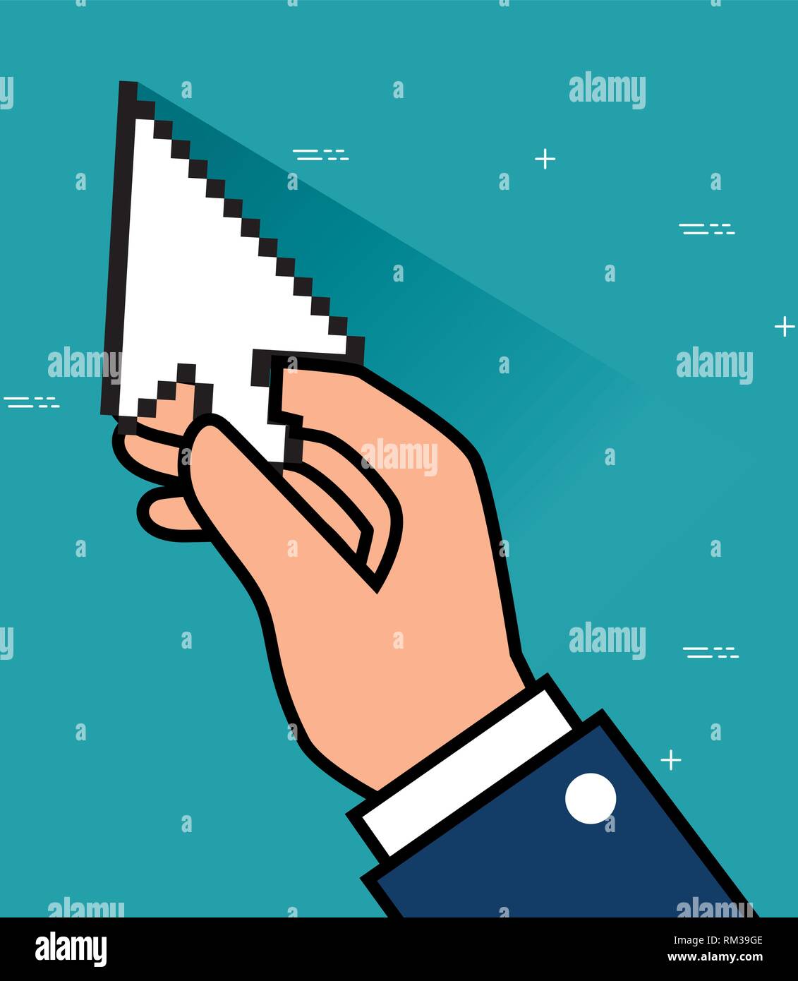 mouse arrow pixel cursor in the hand Stock Vector Image & Art - Alamy