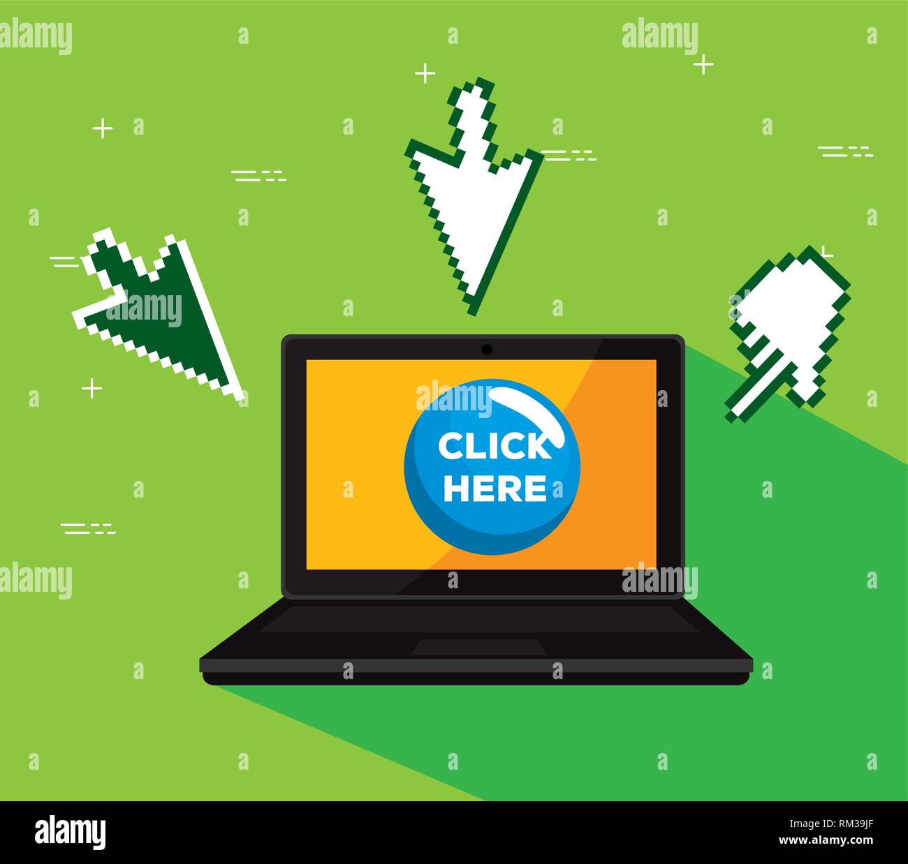 laptop with arrow mouse pixel cursor Stock Vector Image & Art - Alamy