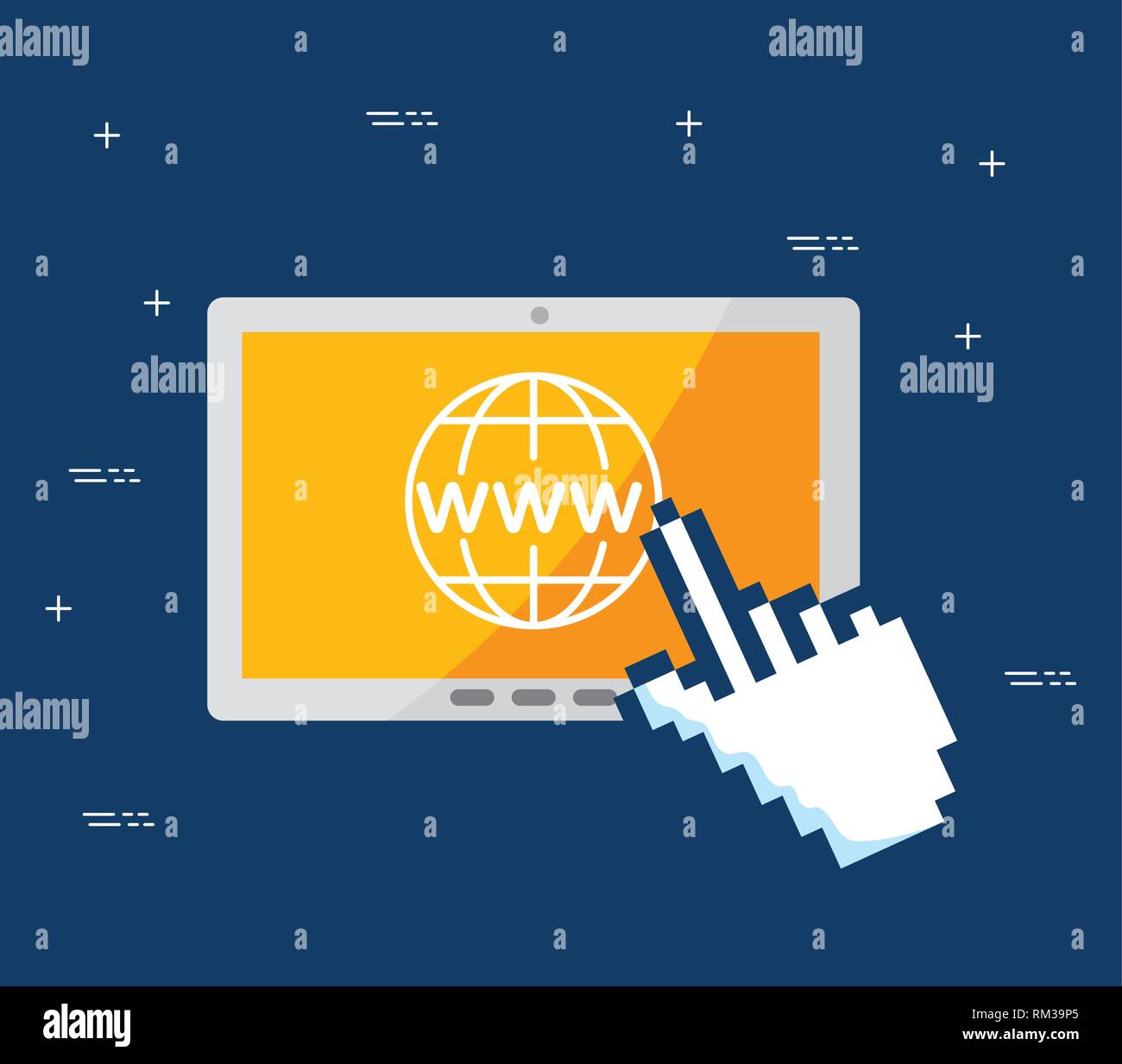 tablet with pointer hand mouse cursor Stock Vector Image & Art - Alamy