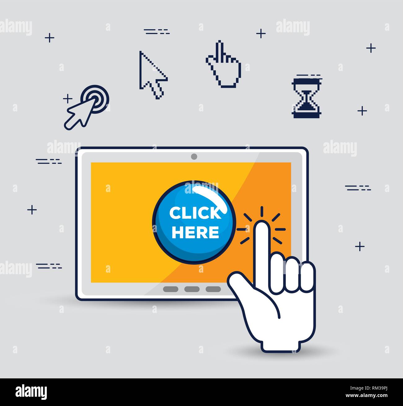 tablet with pionter hand pixel cursor Stock Vector Image & Art - Alamy