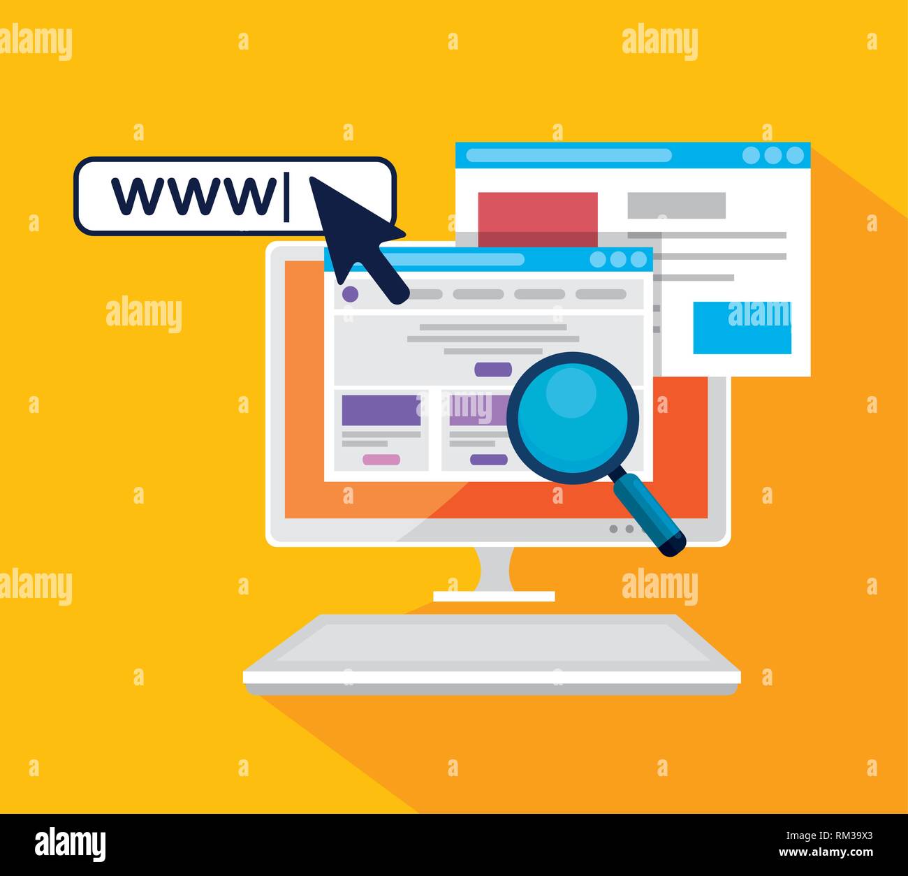 computer with arrow pointer cursor and search bar Stock Vector Image ...