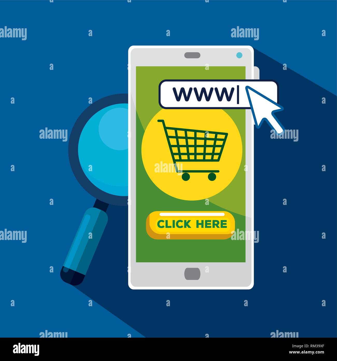 smartphone with arrow pointer cursor and search bar Stock Vector Image ...
