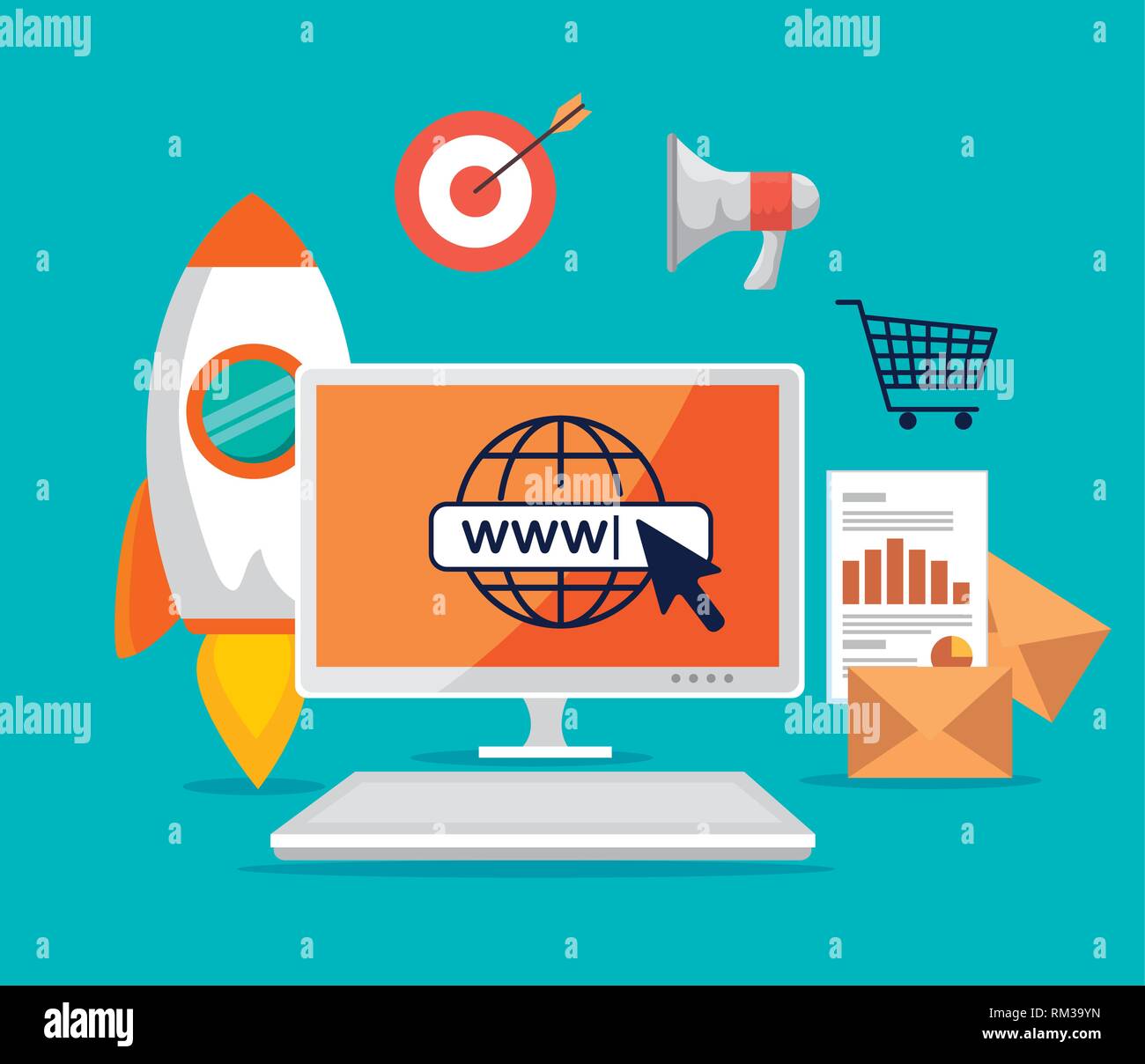 computer with arrow cursor and search bar Stock Vector Image & Art - Alamy