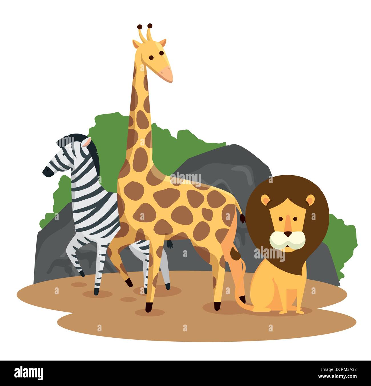 zebra with giraffe and lion wild animals Stock Vector Image & Art - Alamy