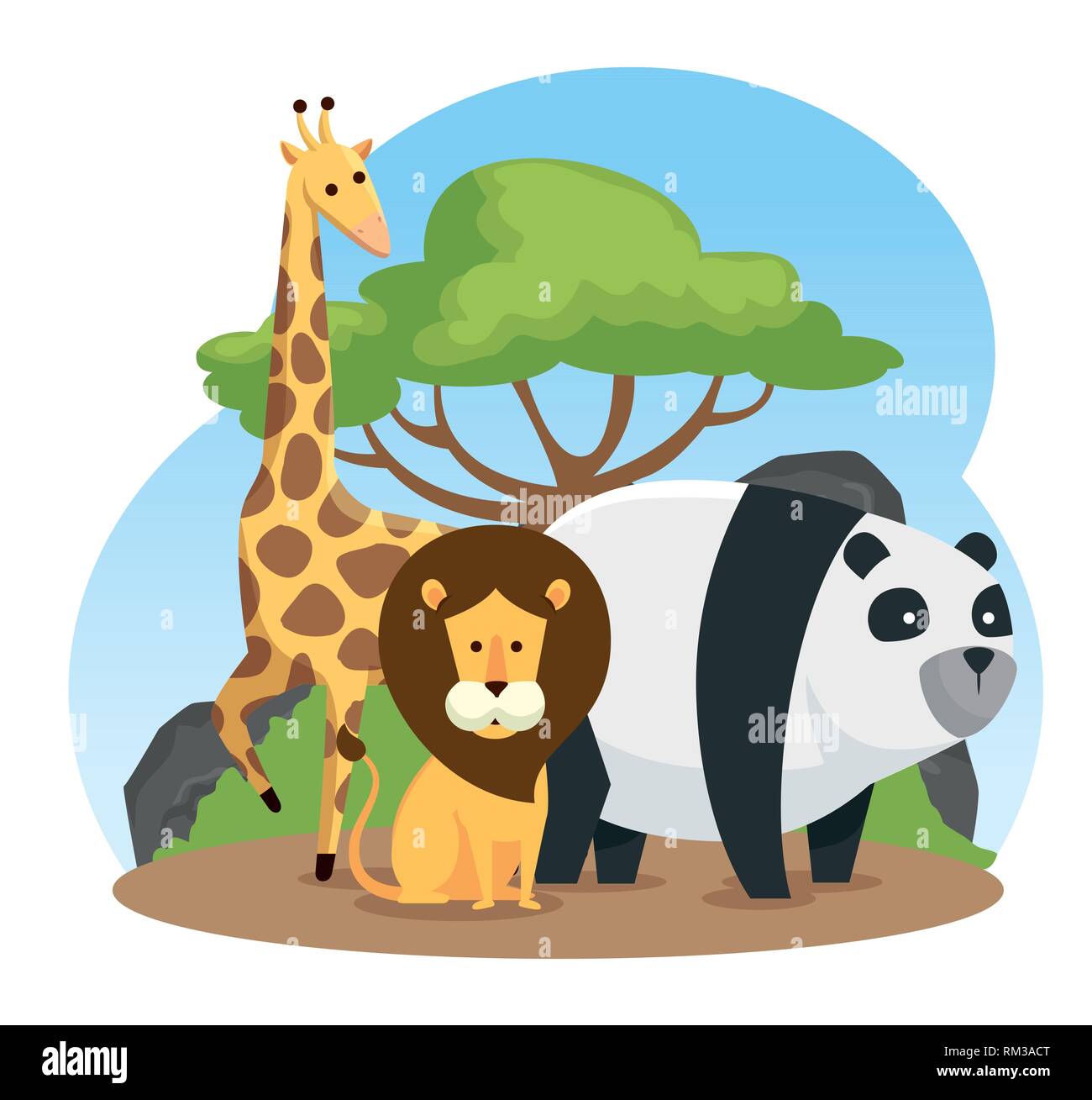 giraffe with lion and panda wild animals Stock Vector Image & Art - Alamy