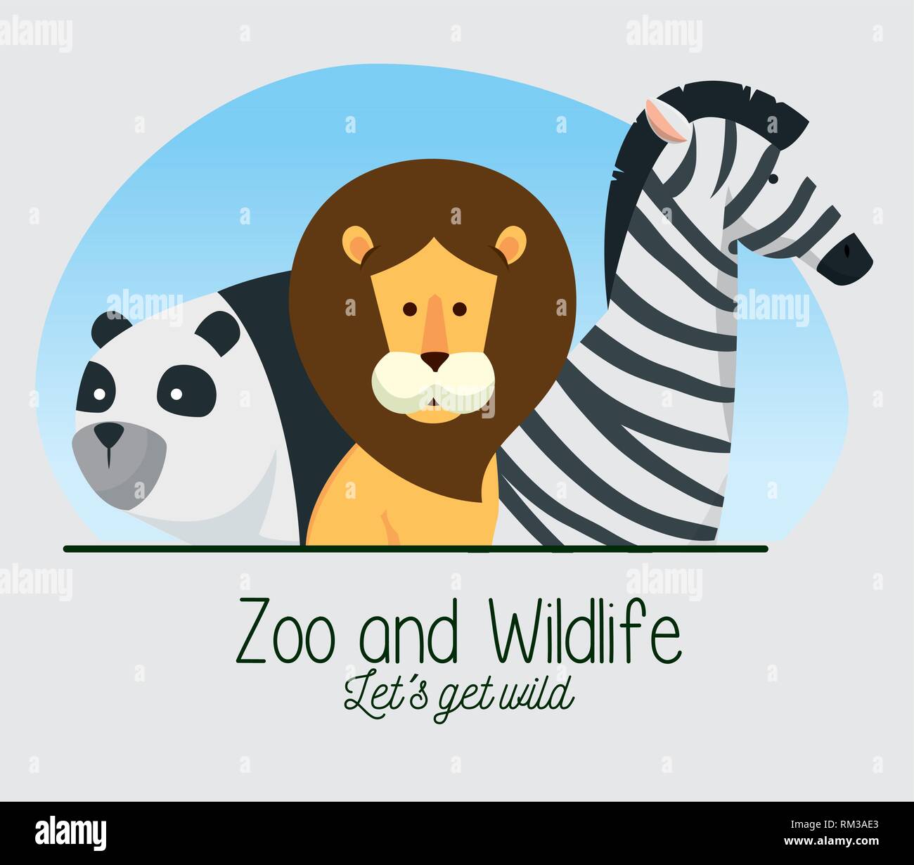 panda with lion and zebra wild animals reserve Stock Vector Image & Art ...