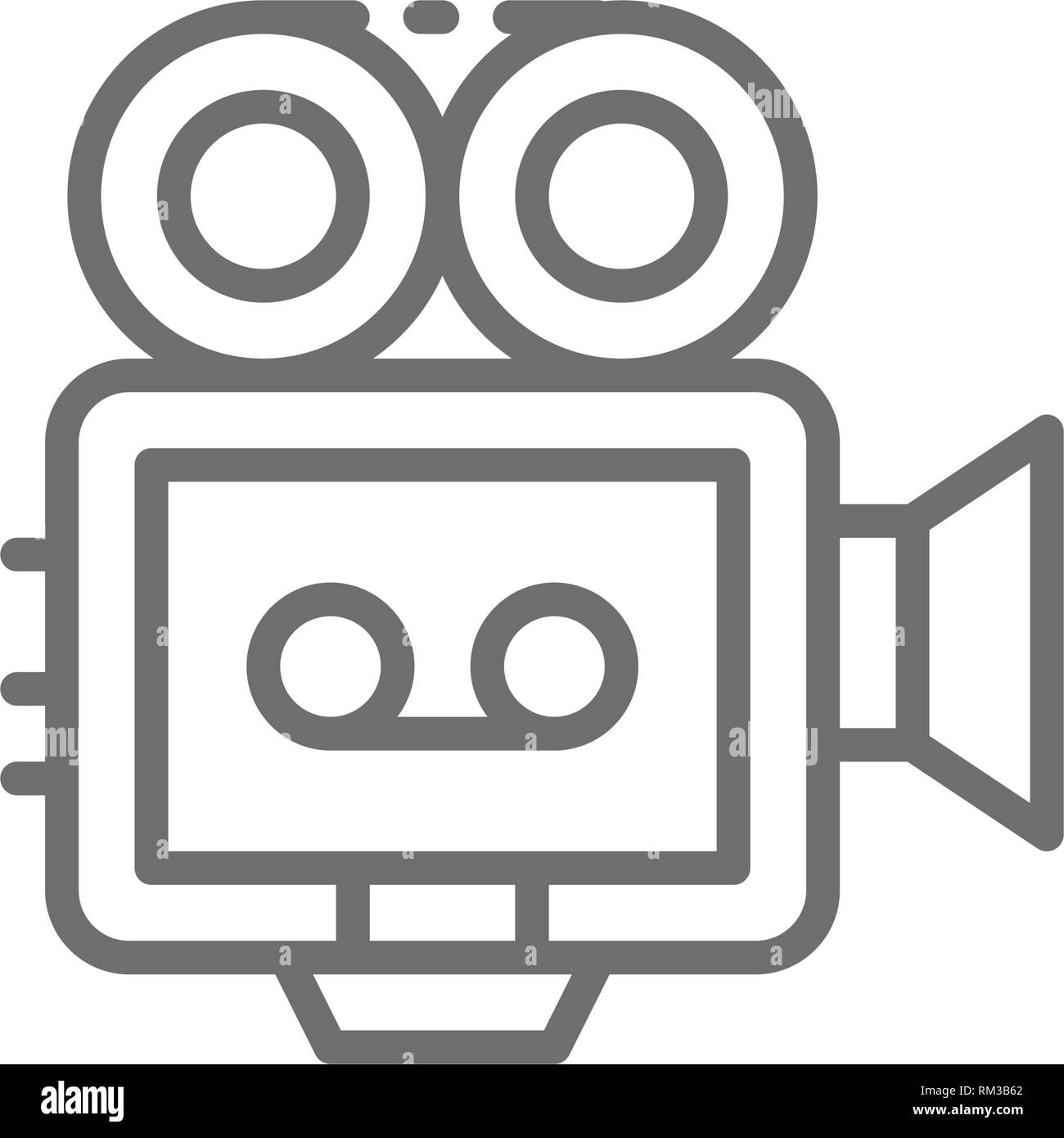 Movie camera with film strip, camcorder, retro cinema projector line icon Stock Vector Image ...