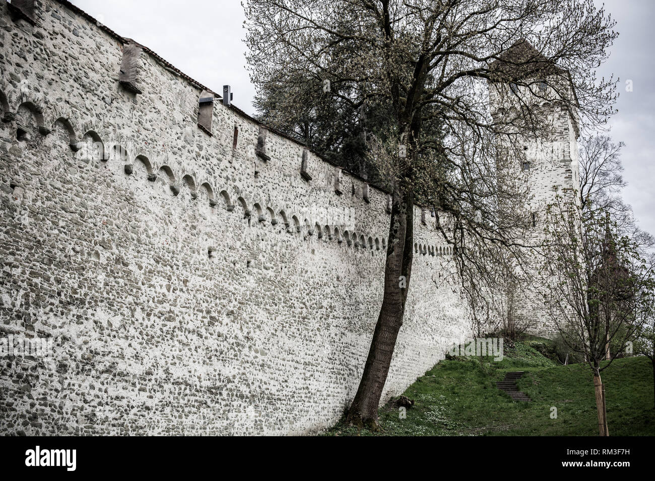 Stone Wall and Tower of Museggmauer - Luzern, Switzerland Stock Photo ...