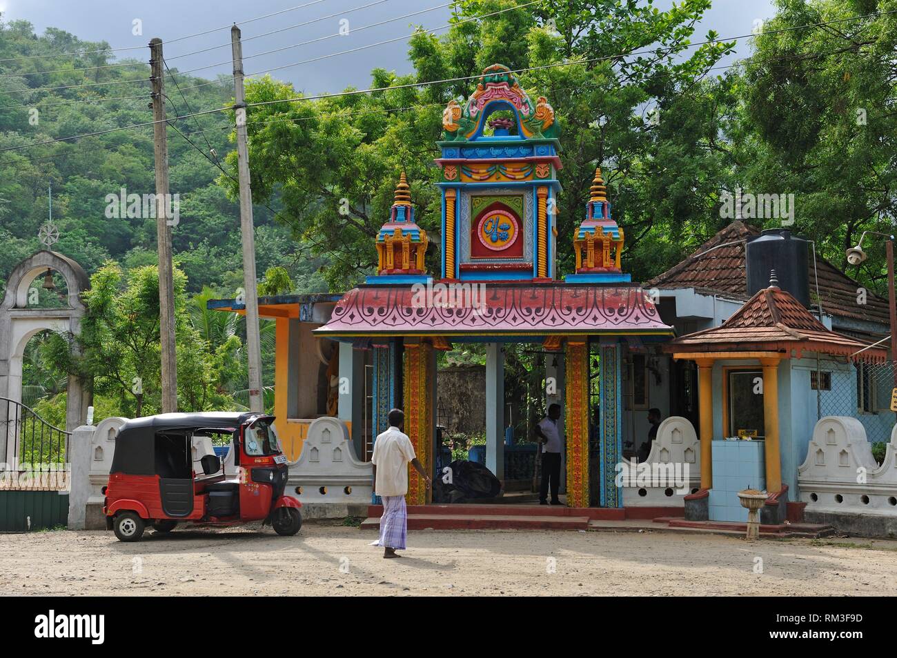 Buddhist temple with Hinduist divinities at the road side, Badulla ...