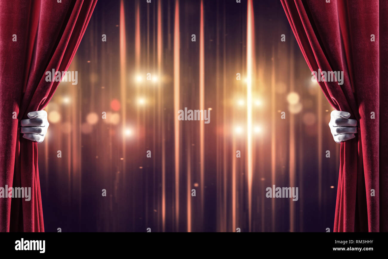Hand theater curtain hi-res stock photography and images - Alamy