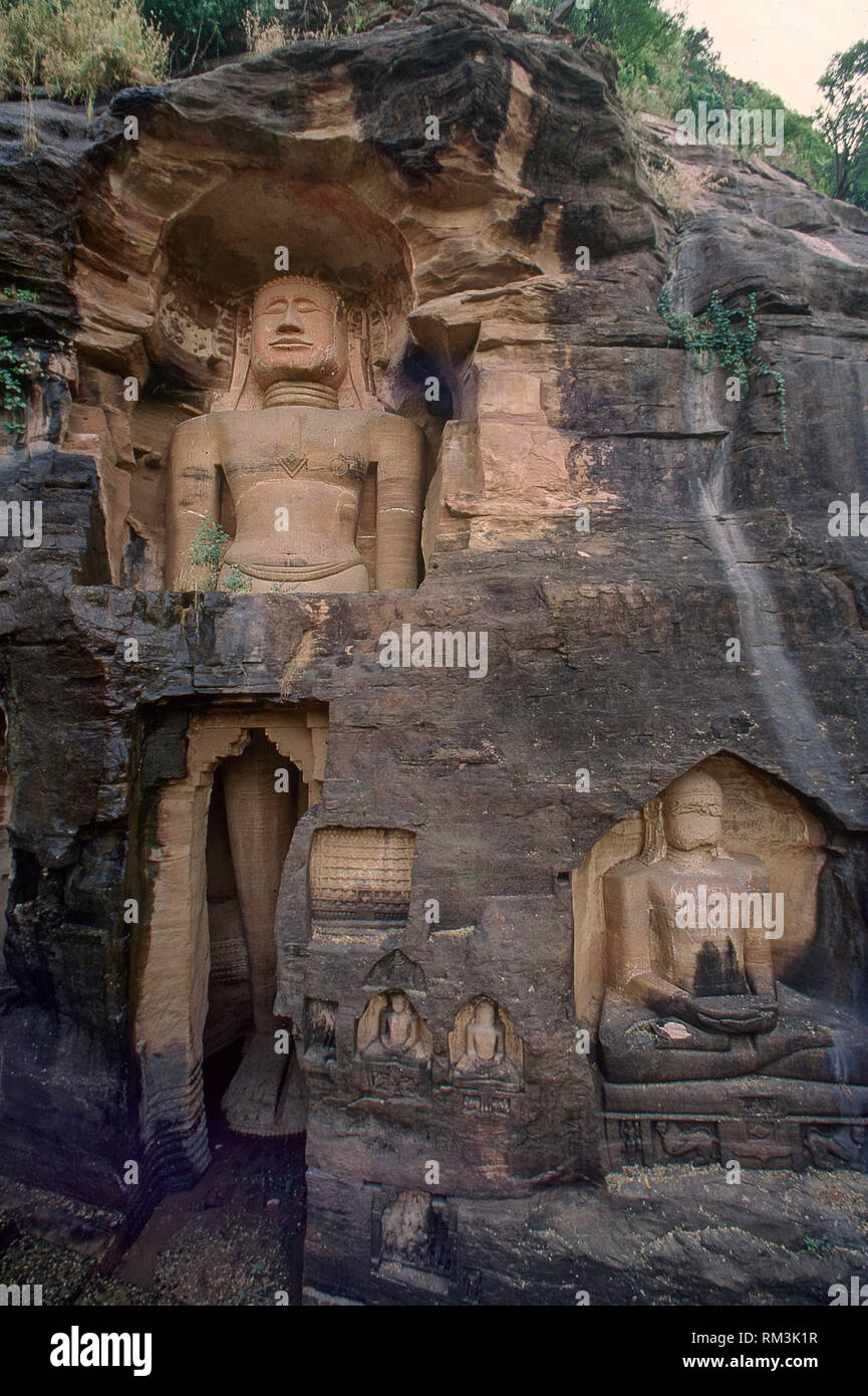 Lord Parshvanath rock cut statues, Gwalior, Madhya Pradesh, India, Asia ...