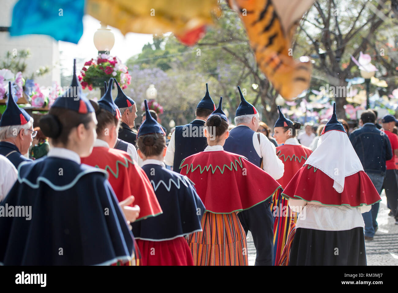 a traditonal madeira folklore music group s at the Festa da Flor or ...