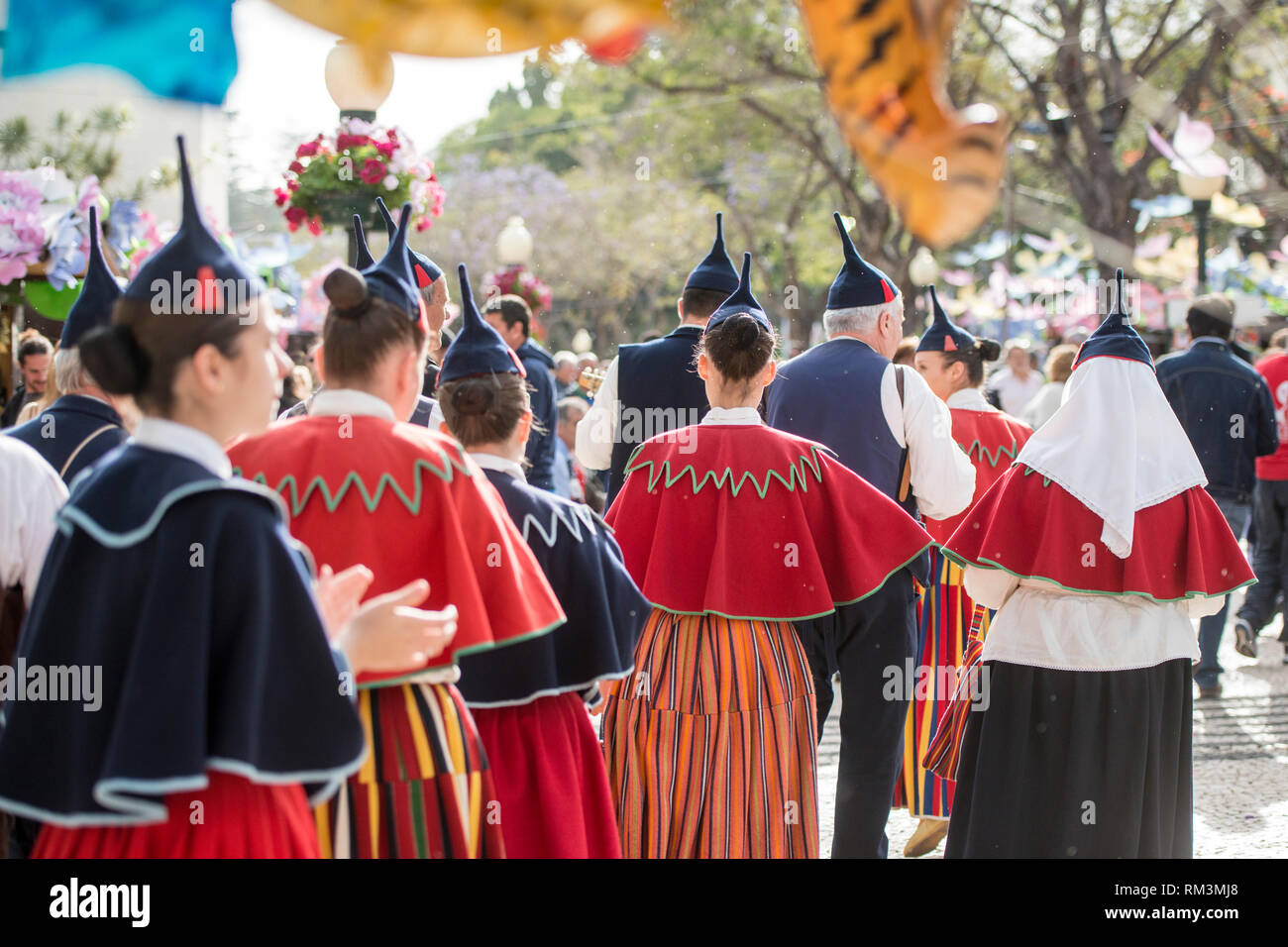 a traditonal madeira folklore music group s at the Festa da Flor or ...