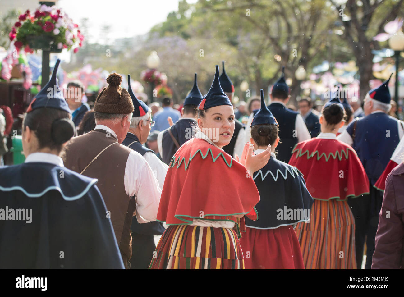 a traditonal madeira folklore music group s at the Festa da Flor or ...