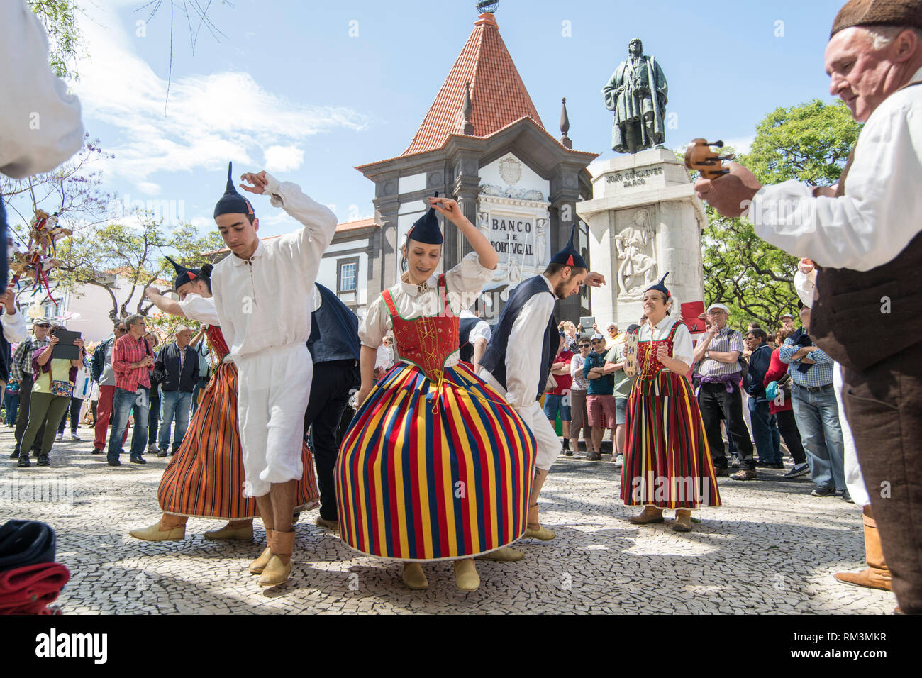 a traditonal madeira folklore music group s at the Festa da Flor or ...