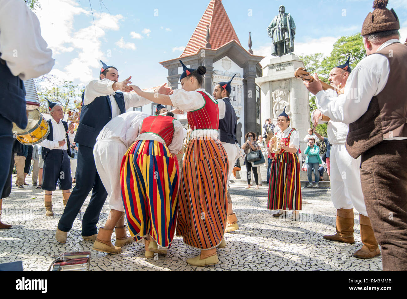 a traditonal madeira folklore music group s at the Festa da Flor or ...