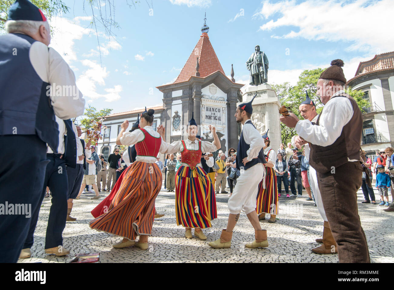 a traditonal madeira folklore music group s at the Festa da Flor or ...
