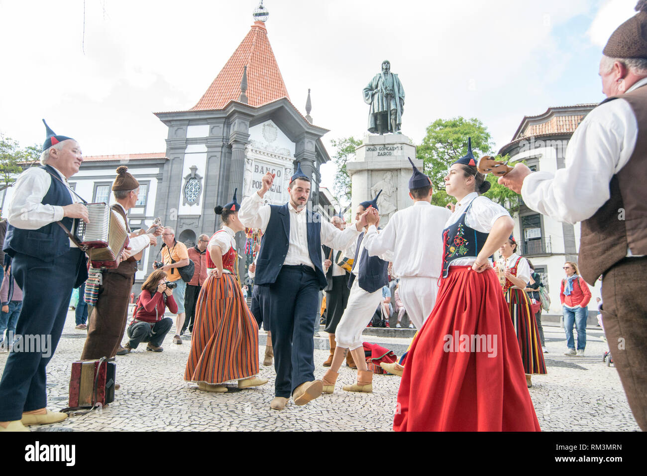 a traditonal madeira folklore music group s at the Festa da Flor or ...