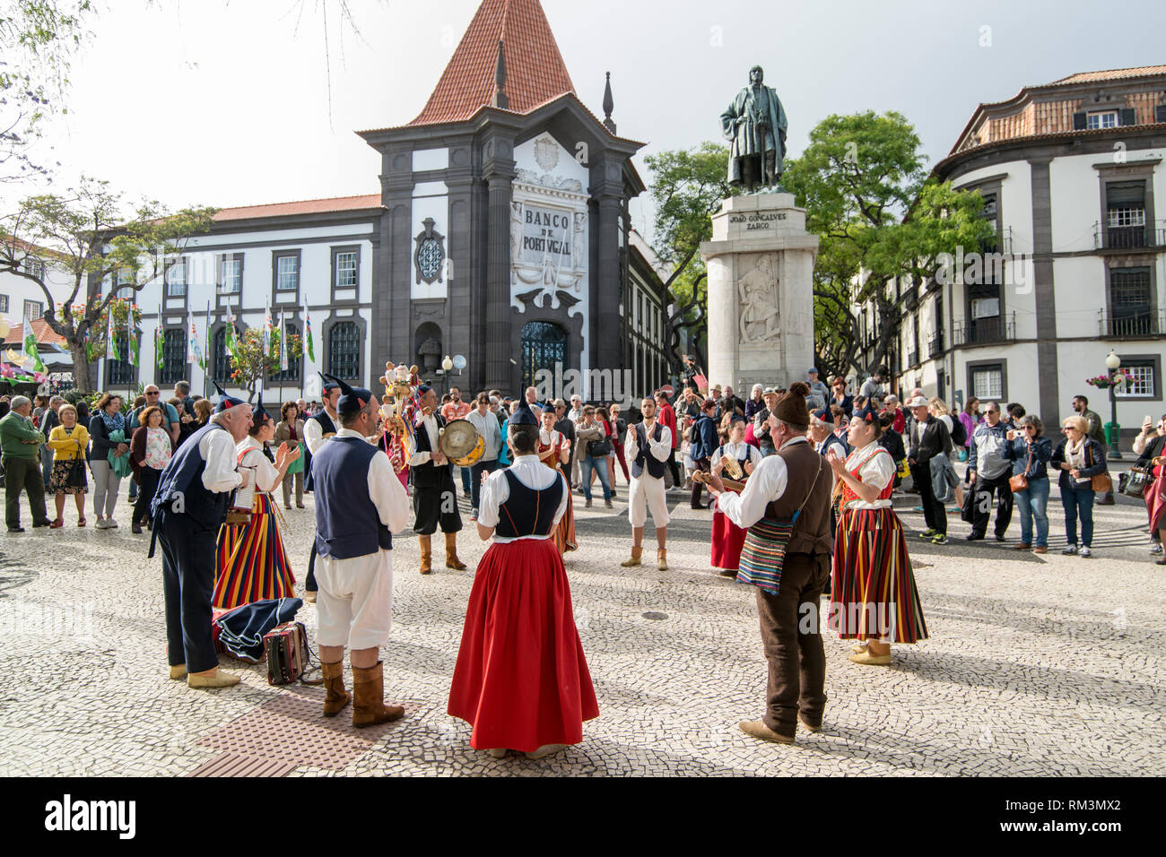 a traditonal madeira folklore music group s at the Festa da Flor or ...