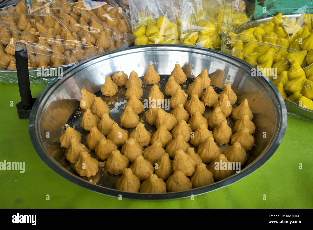 Mava Modak Indian sweet in steel plate for Ganapati festival, Pune ...