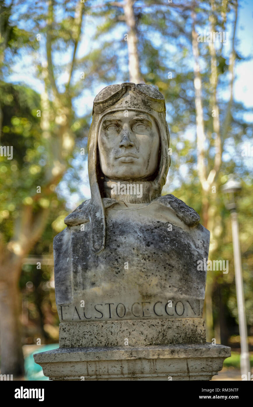 Sculptural depiction of Fausto Cecconi aviator, Italian pilot Stock ...