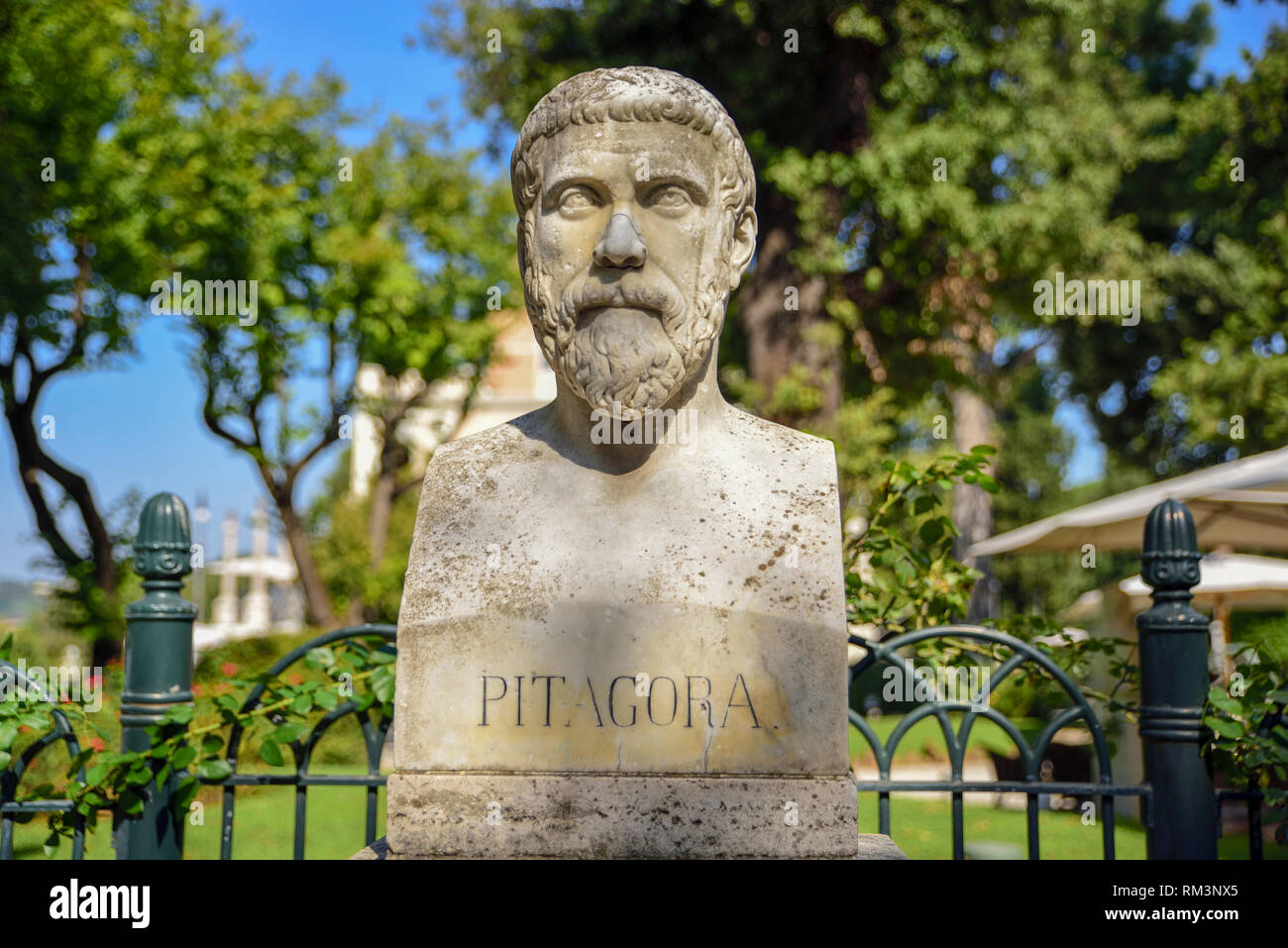sculptural representation of Pythagoras Greek philosopher and ...