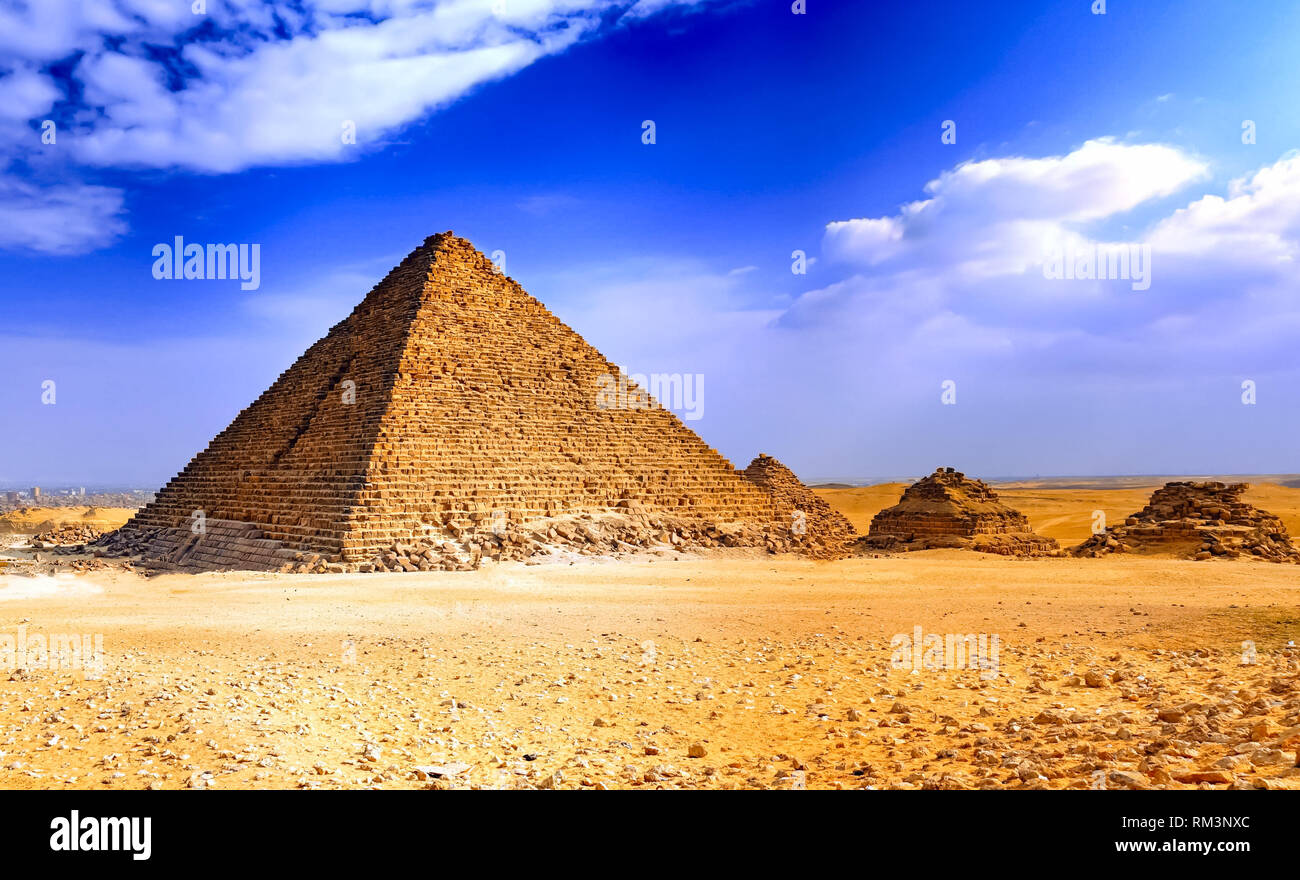 Egyptian pyramid in Giza. Architectural heritage of ancient Egyptian ...