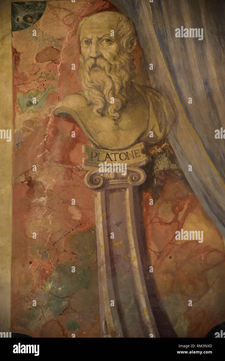 Plato. Fresco of the great thinker, philosopher of ancient Greece Stock ...