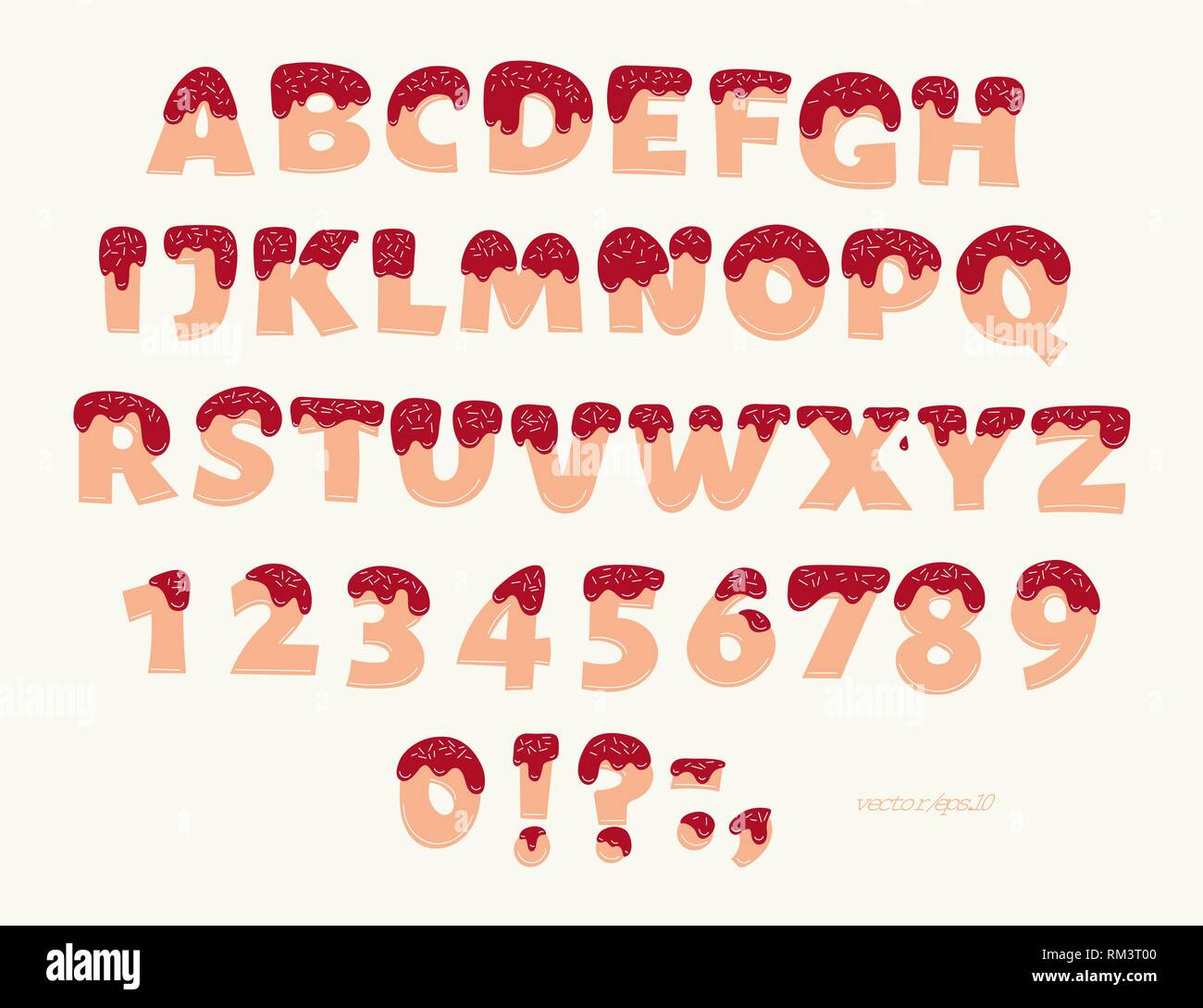 Cookie with cream hand drawn decorative font. Cute sweet ABC letters ...