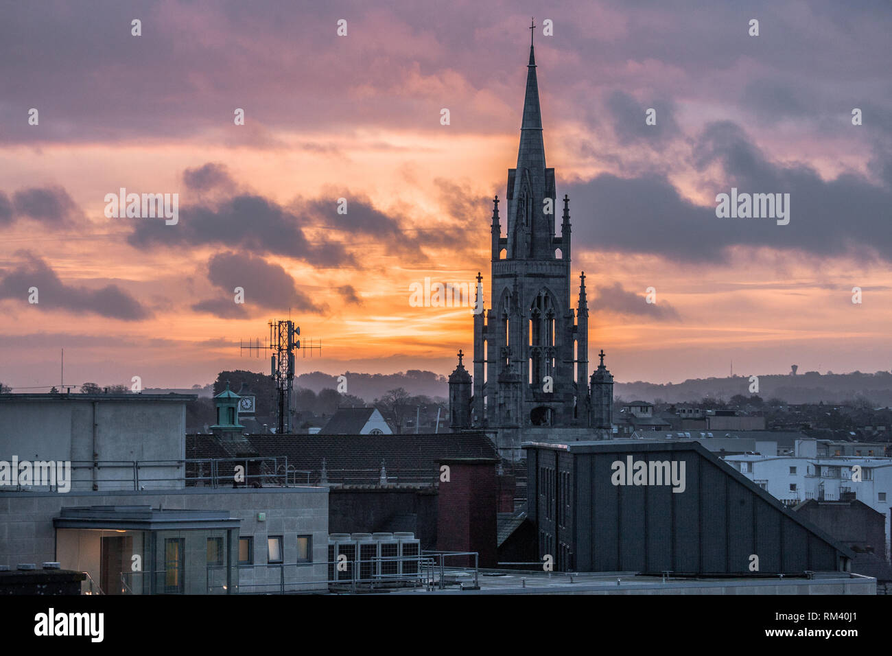 Cork City, Cork, Ireland. 13th February, 2019. A view of the spire of ...