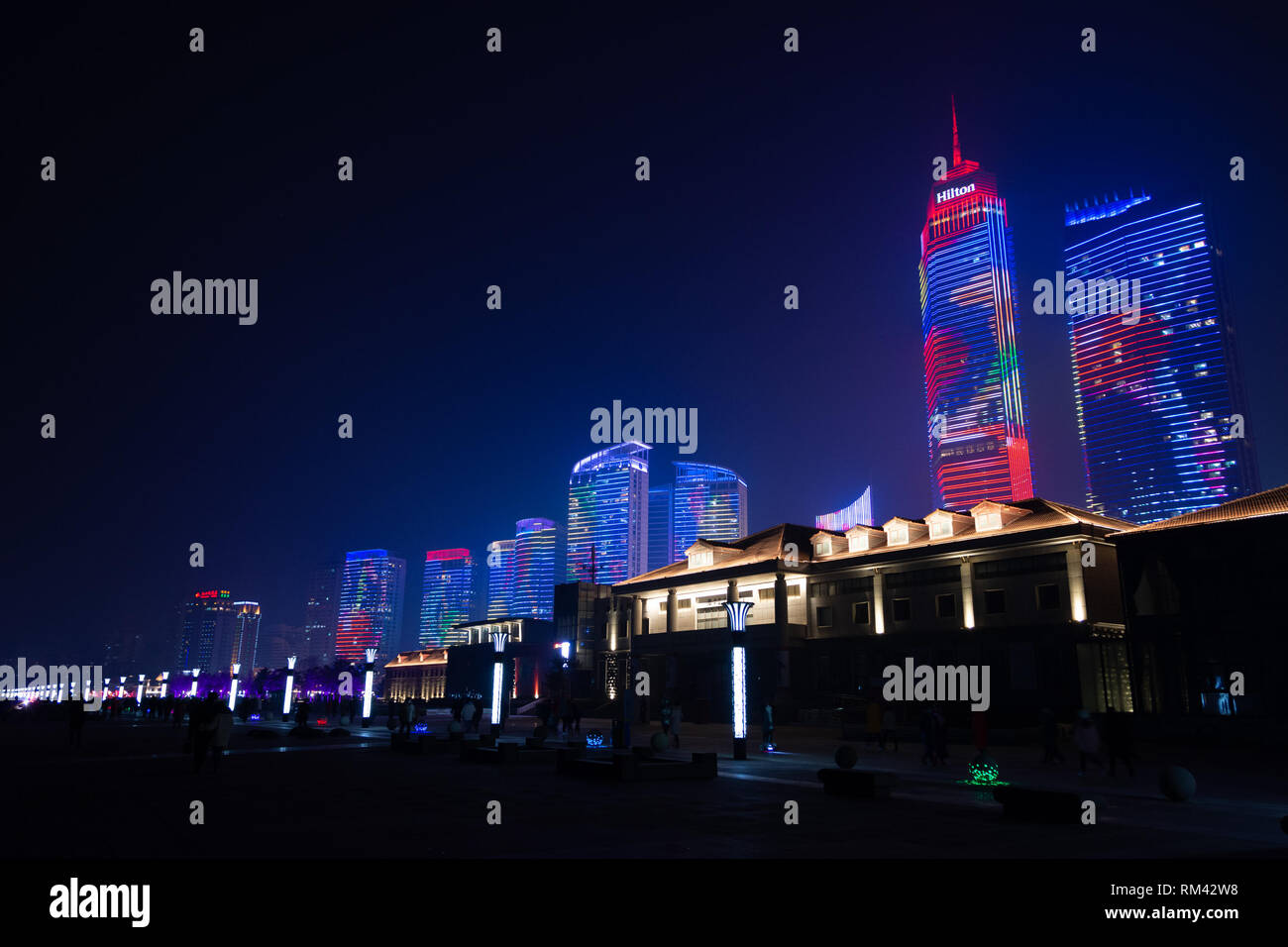 Yantai, Yantai, China. 13th Feb, 2019. Yantai, CHINA-Night scenery of ...