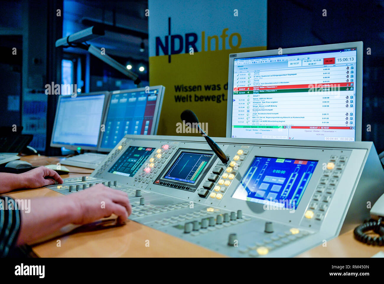 13 February 2019, Hamburg: A studio workstation of the NDR radio ...