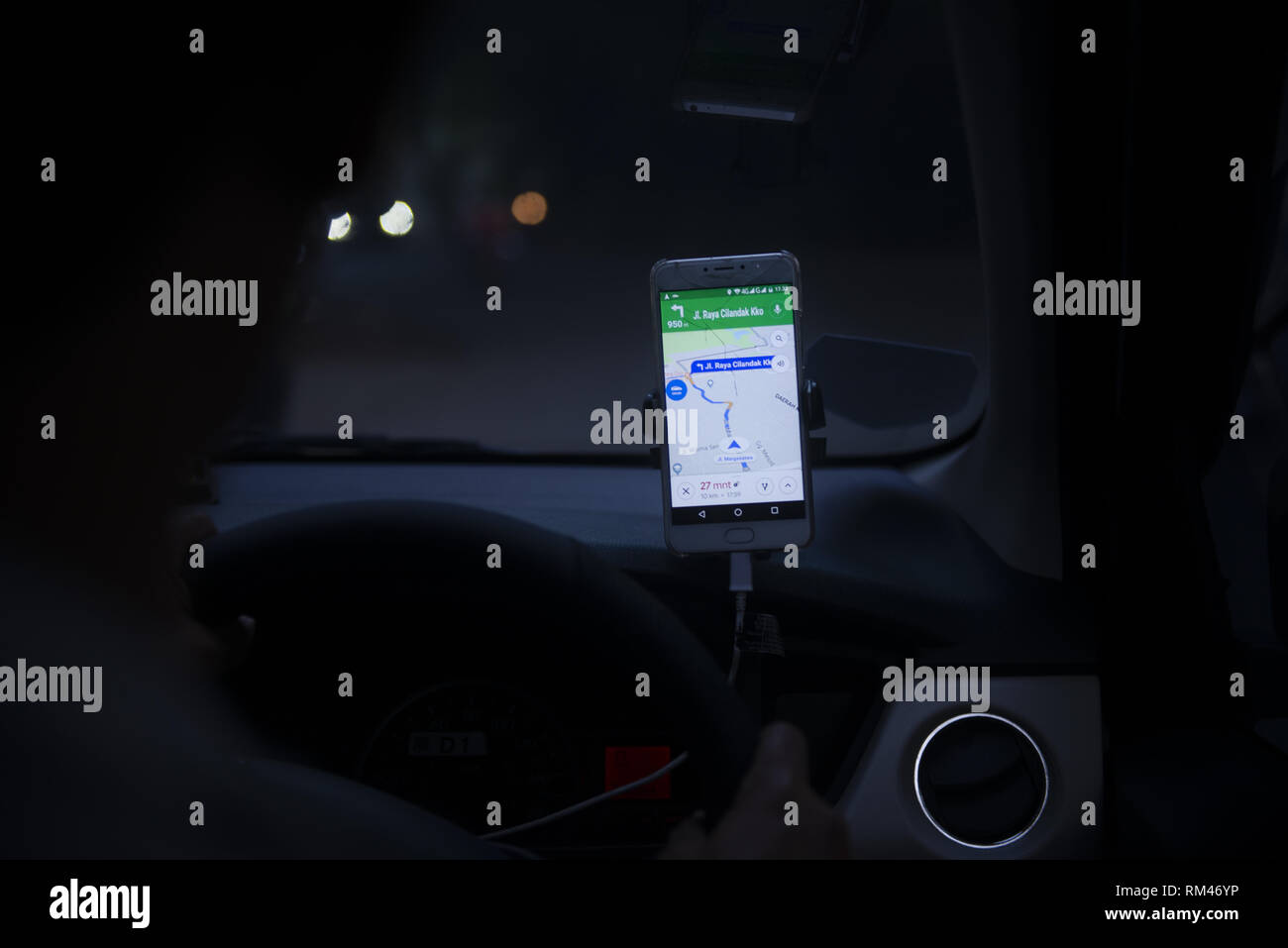 Dki Jakarta, DKI Jakarta, Indonesia. 13th Feb, 2019. An on-line taxi ...