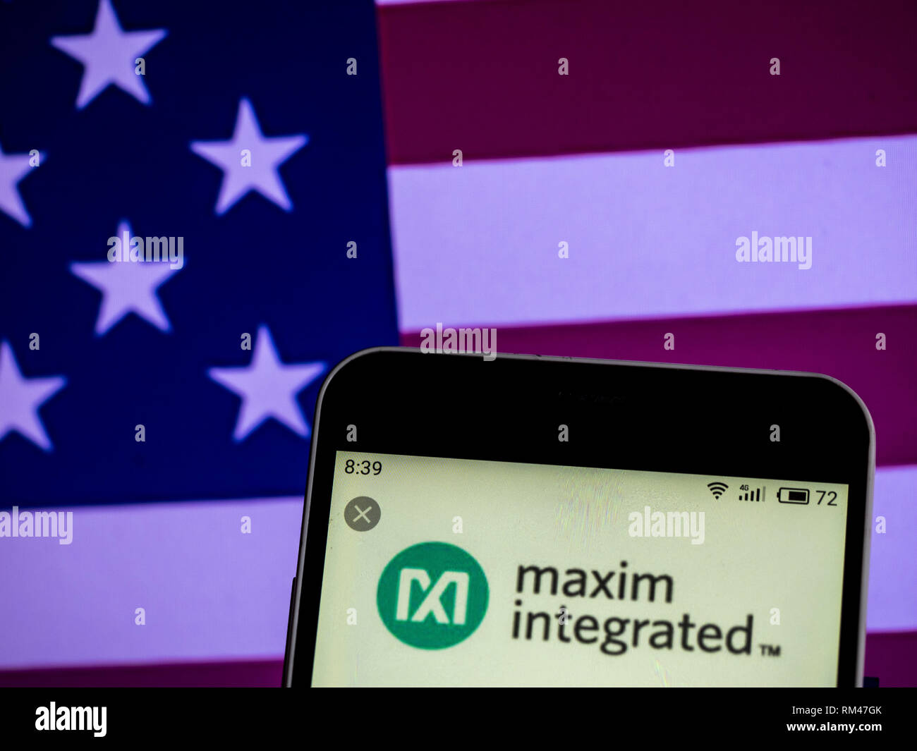 Ukraine. 13th Feb, 2019. Maxim Integrated Products company logo seen ...