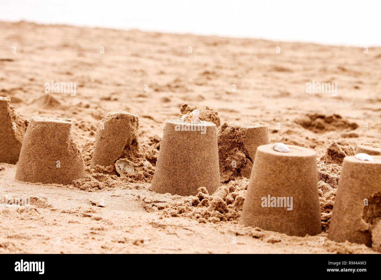 Sand castles on the beach Stock Photo - Alamy