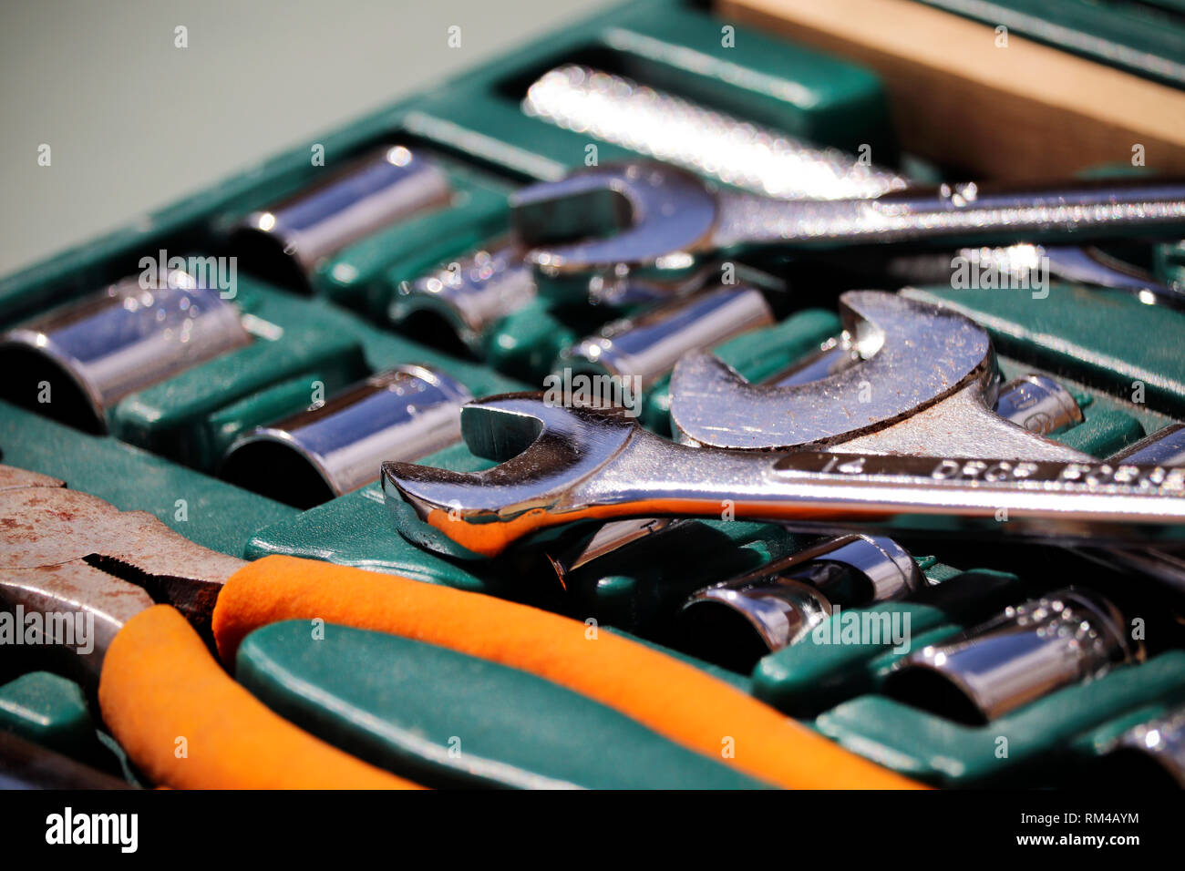 Spanners tool box Stock Photo - Alamy