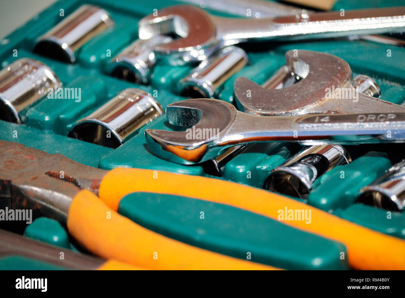 Spanners tool box Stock Photo - Alamy
