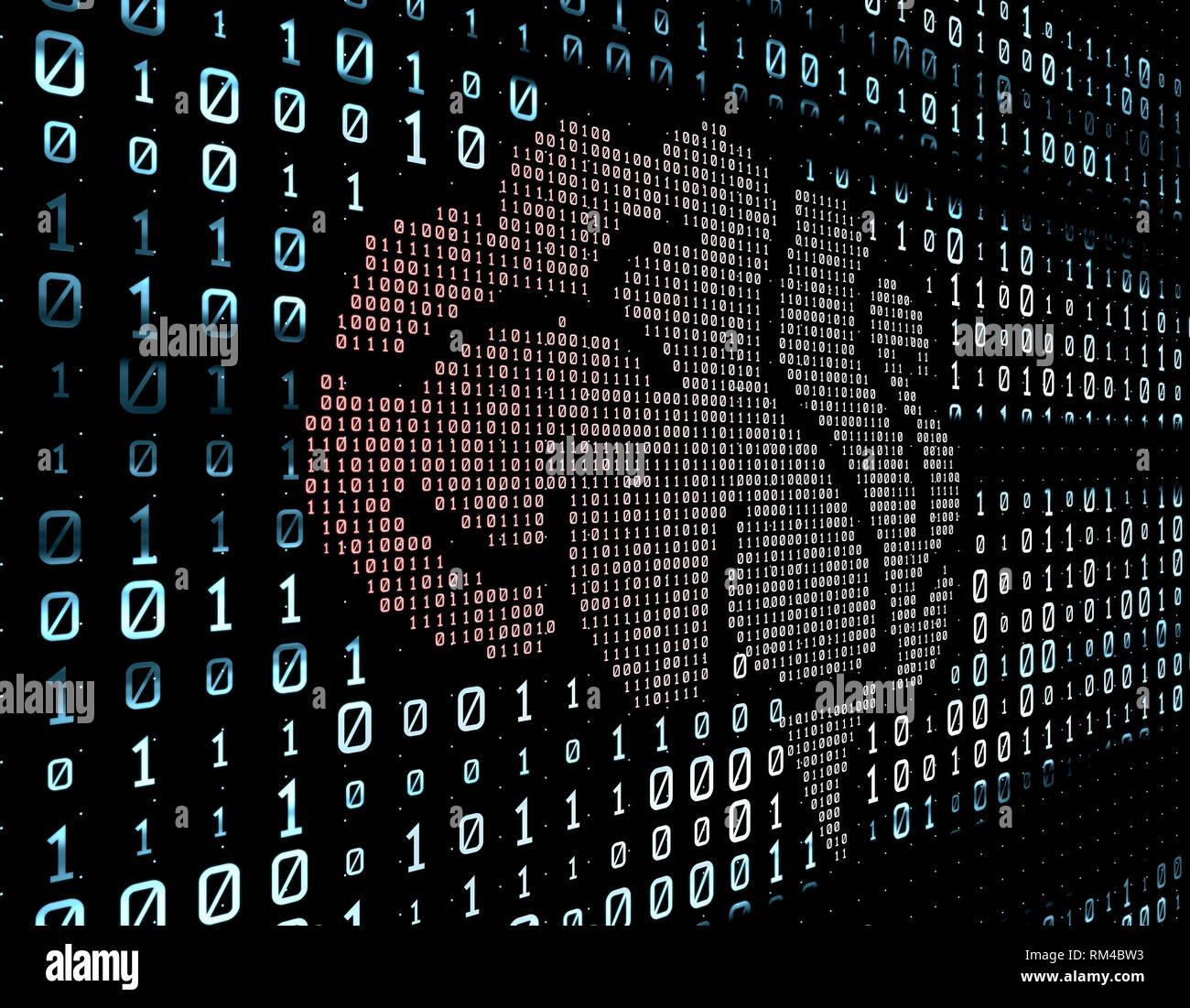 Binary code network matrix, brain, data transmission and storage Stock ...