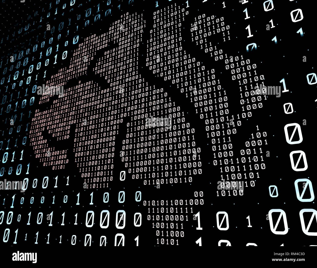 Binary Code Network Matrix Brain Data Transmission And Storage Stock