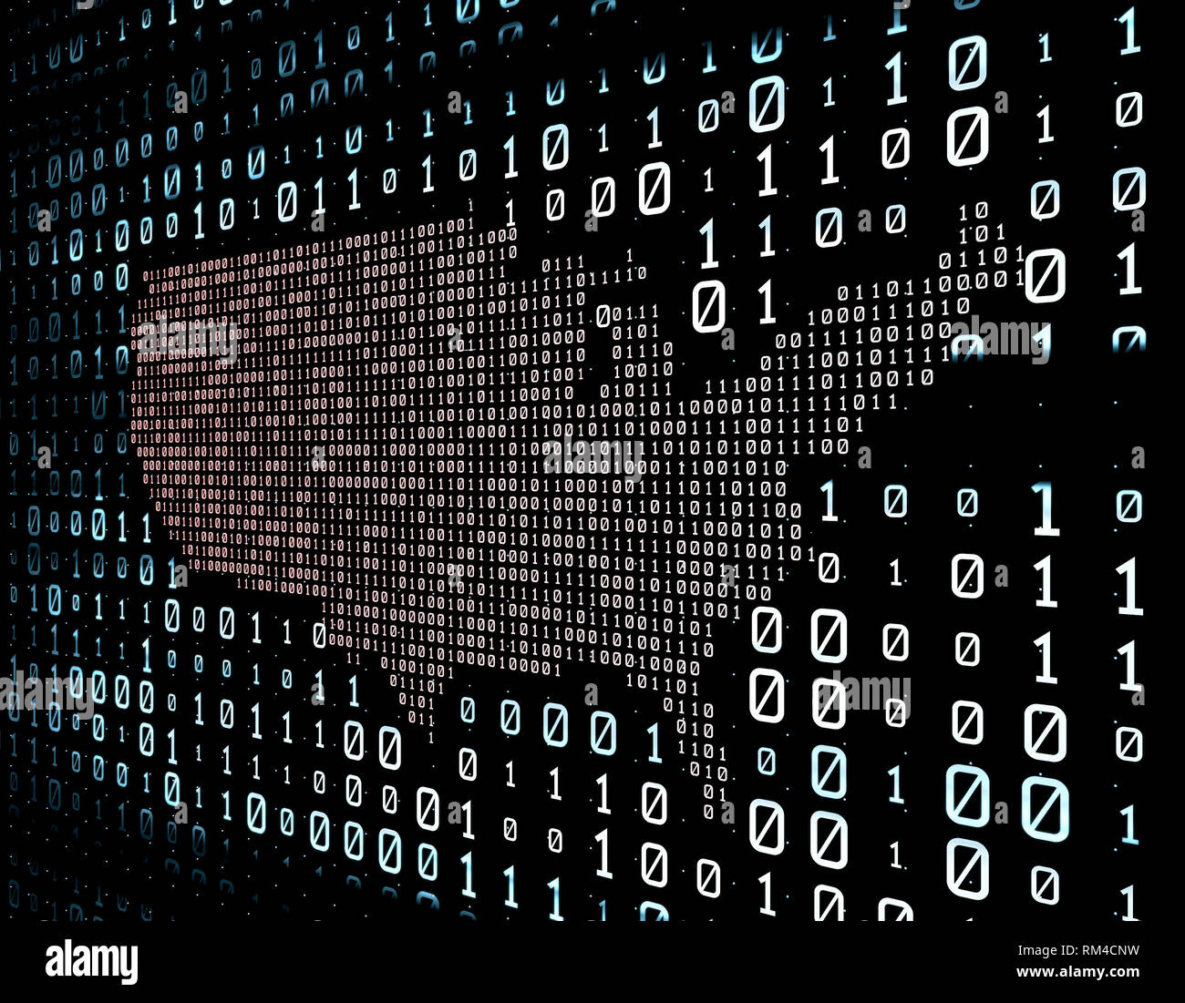 Binary code network matrix, American map, data transmission and storage ...