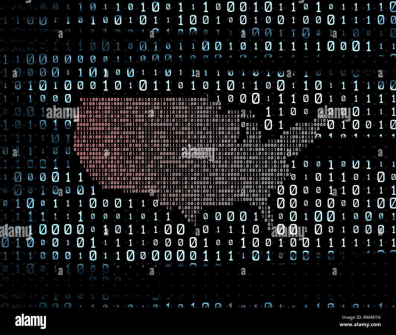 Binary code network matrix, American map, data transmission and storage ...